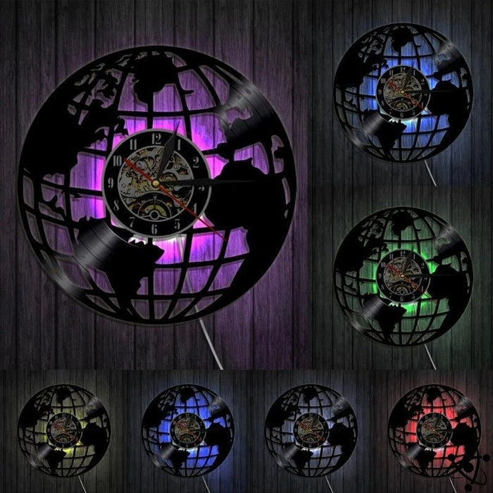 Original Wall Clock Led World Map | Science Decor