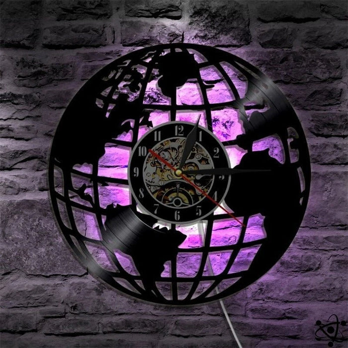 Original Wall Clock Led World Map | Science Decor