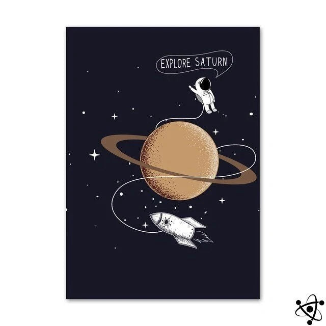 Poster Astronaut Explore Saturn | Science Decor