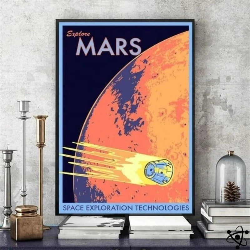 Poster Exploration Of Retro Mars | Science Decor