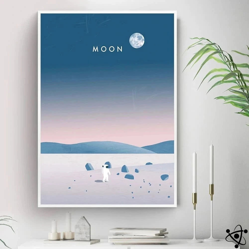 Poster Illustration Surface Of The Moon | Science Decor