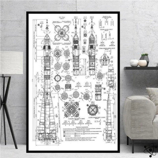 Rocket Schematic Poster | Science Decor