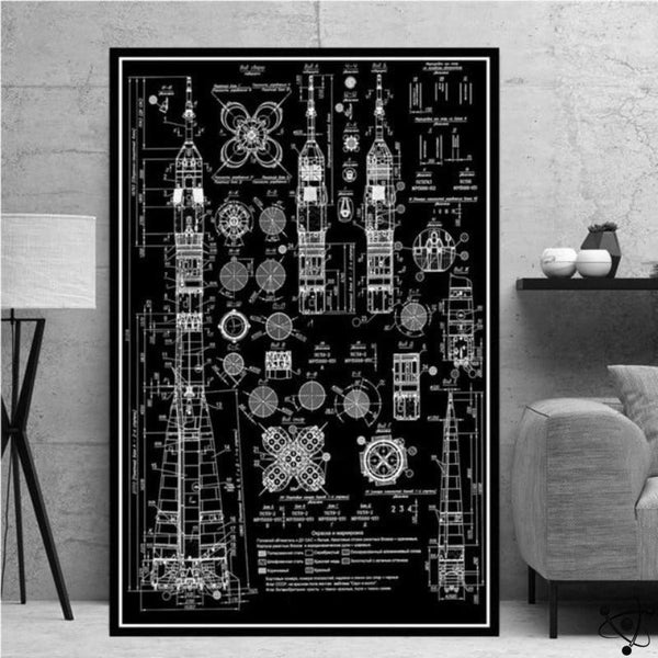Rocket Schematic Poster | Science Decor