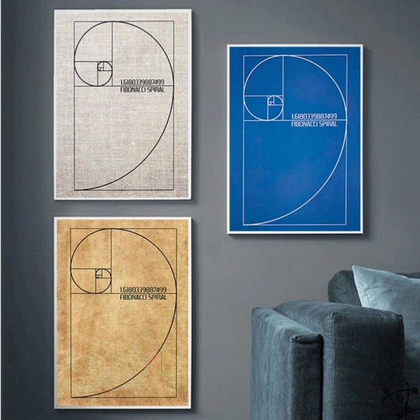 Vintage Fibonacci Spiral Poster | Science Decor