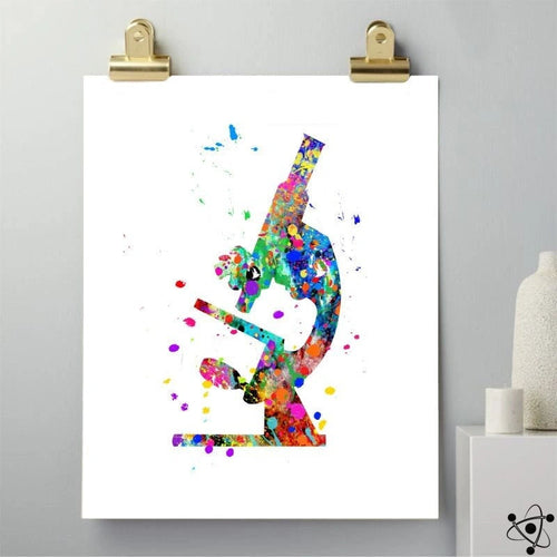 Watercolor Microscope Poster | Science Decor