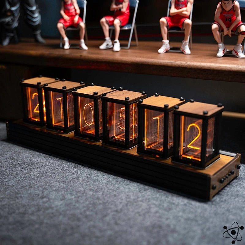Wooden Digital Nixie Clock | Science Decor