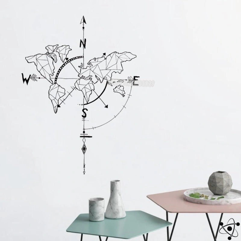 World Map Compass Stickers | Science Decor